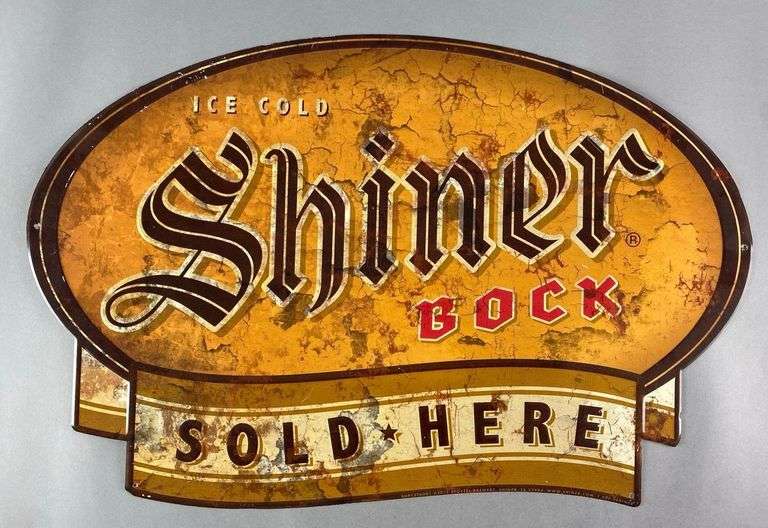 2012 Ice Cold Shiner Bock Beer Embossed Metal Advertising Sign | Barnebys