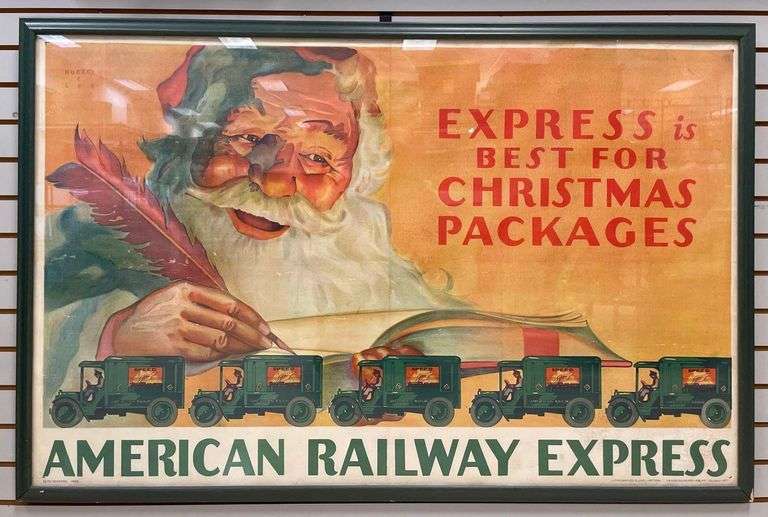 1928 American Railway Express Santa Claus Christmas Advertising ...