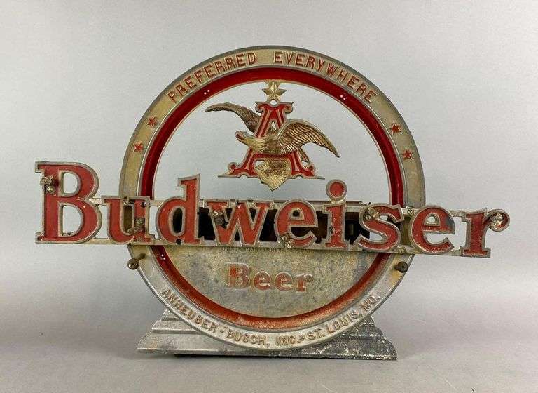 Antique 1930s Budweiser Beer Cast Advertising Neon Frame | Barnebys