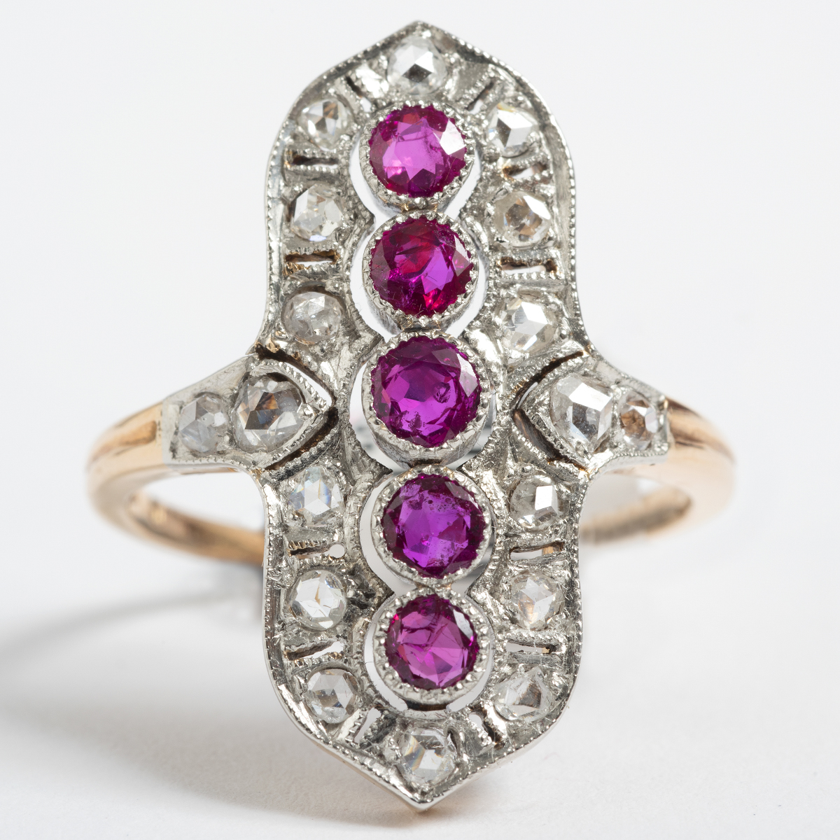 Antique Diamond & Ruby Cluster Ring Watch | Barnebys