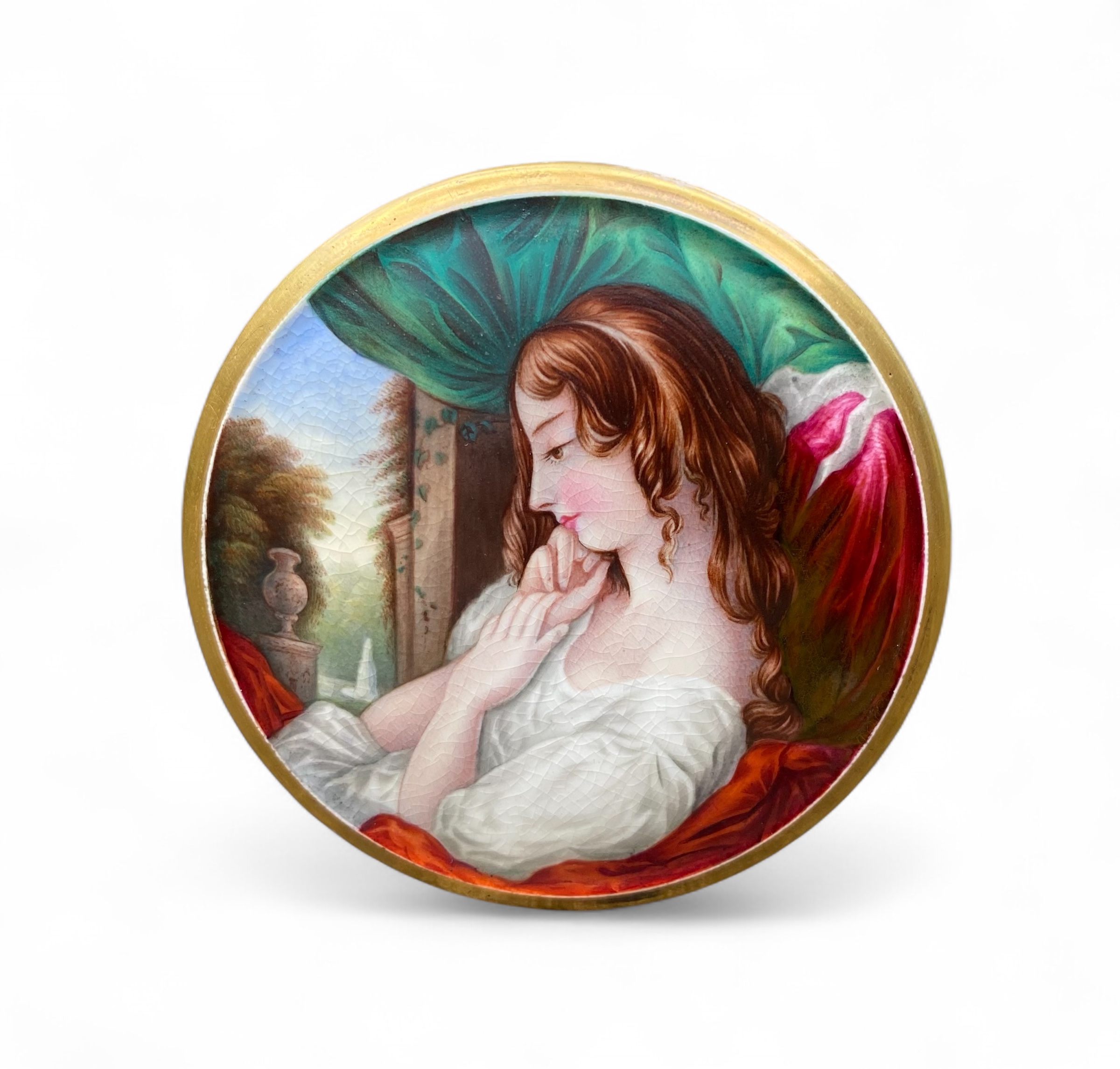 English porcelain circular box & cover, c. 1835. | Barnebys