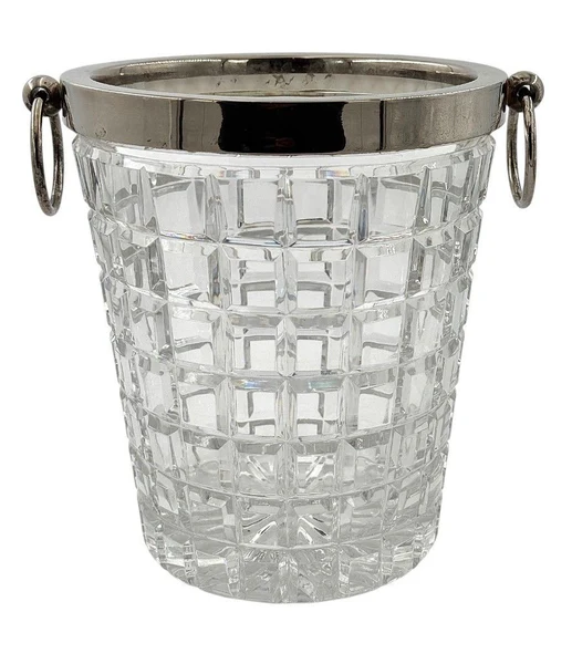 A 1960s Val Saint Lambert crystal and silver plated champagne bucket ...