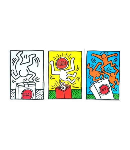 A full set of framed Keith Haring screen prints "Lucky Strike I,II ...