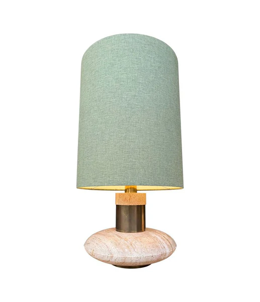 A large 1970s elliptical Italian travertine and brass lamp by Fratelli ...