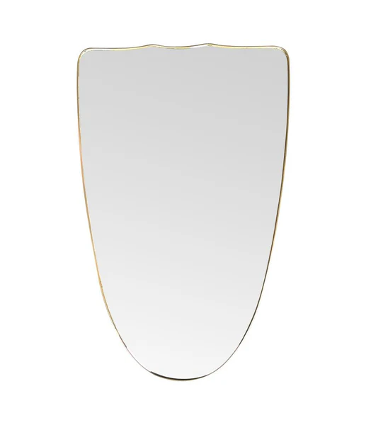 A large orignal Italian 1950s shield mirror with brass frame | Barnebys