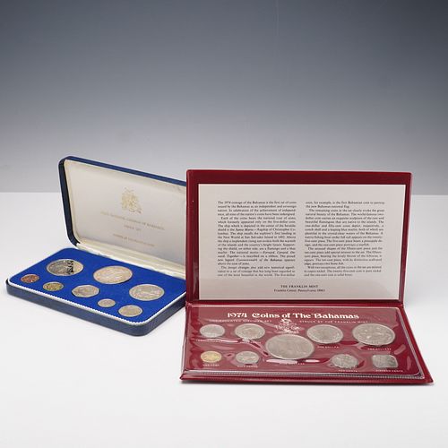 2pc 1973 to 1974 Franklin Mint Proof Barbados & Bahamas Coin Sets ...
