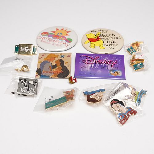 14pc Disney Collectible Buttons and Pins Assortment Featuring ...