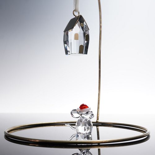 2pc Swarovski Crystal Mouse Figurine and Holiday Village Ornament ...