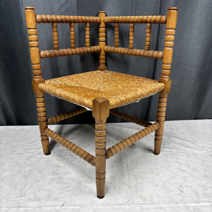 Chair - Wood, Reed, oak wood. - Vintage spool chair | Barnebys