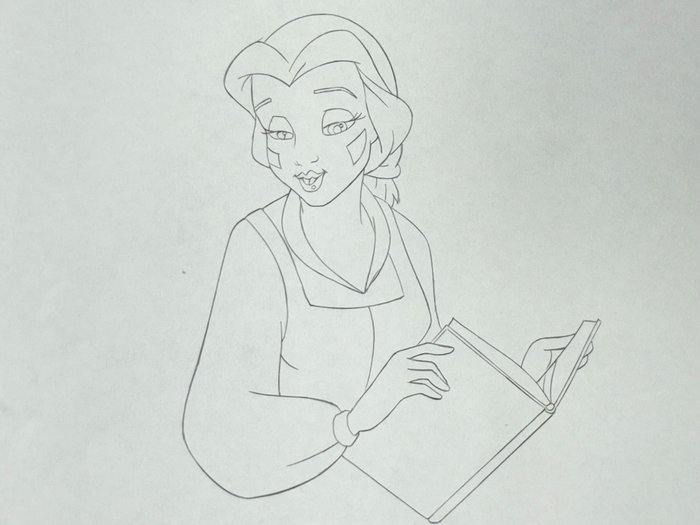 Walt Disney Original Animation Drawing of Belle - Beauty and the Beast ...