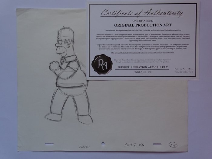 Matt Groening - 1 Original drawing - The Simpsons - Homer Simpson ...