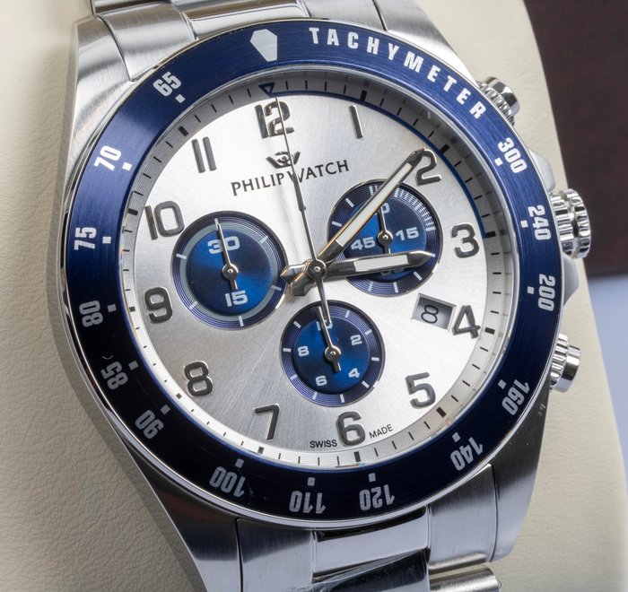 Philip Watch - Caribe Sport - Chronograph & Date - Silver/Blue - Men ...