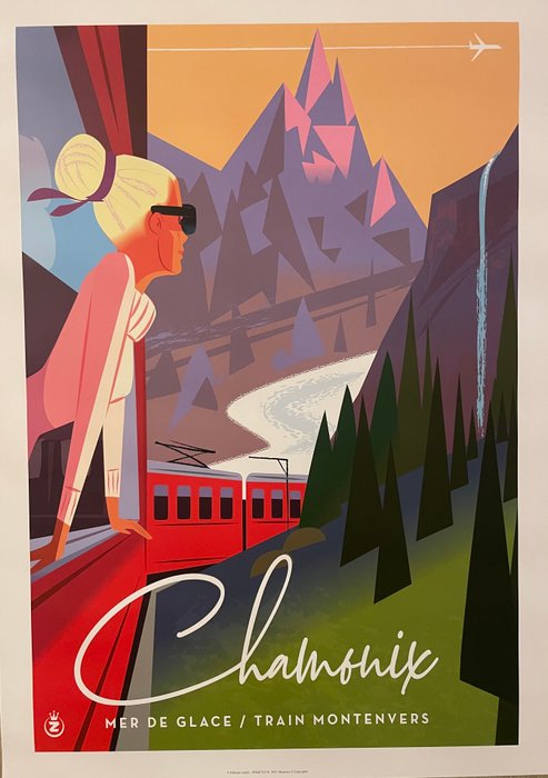 Monsieur Z - Affiche de Tourisme "Le Train de Montenvers - Chamonix" | Barnebys
