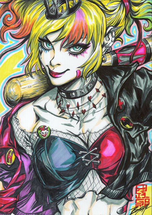 Bazal, Angel - Harley Quinn: Queen of Chaos - Original Marker Drawing ...