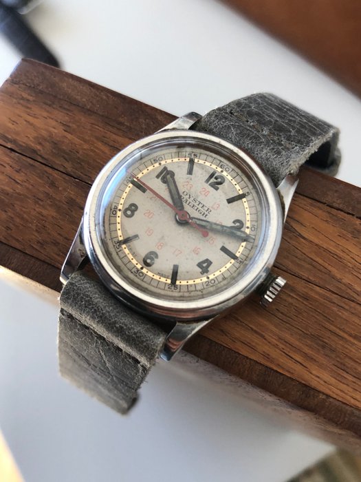 Rolex - Oyster Raleigh military dial - engraved World War... | Barnebys