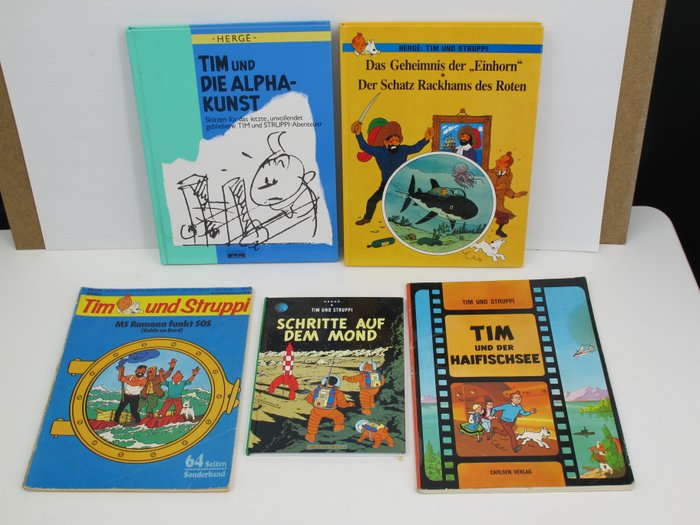 Tintin - Tim und Struppi - 5 Comic collection - Various editions | Barnebys