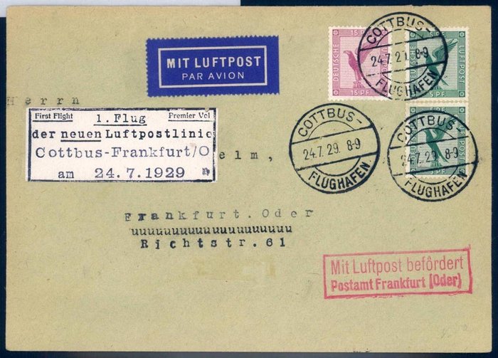 German Empire 1929 - Inaugural flight letter of the new... | Barnebys