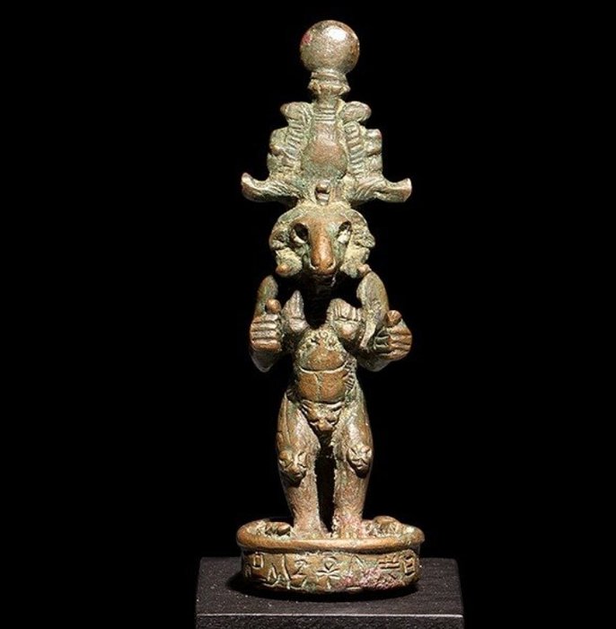 Ancient Egyptian Bronze Pantheistic Apotropaic God Pamen; with Anubis ...