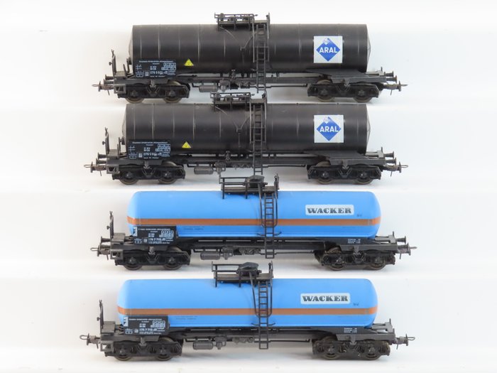 Roco H0 - 4355/4356 - Model train freight carriage (4) - 4x 4-axle tank ...