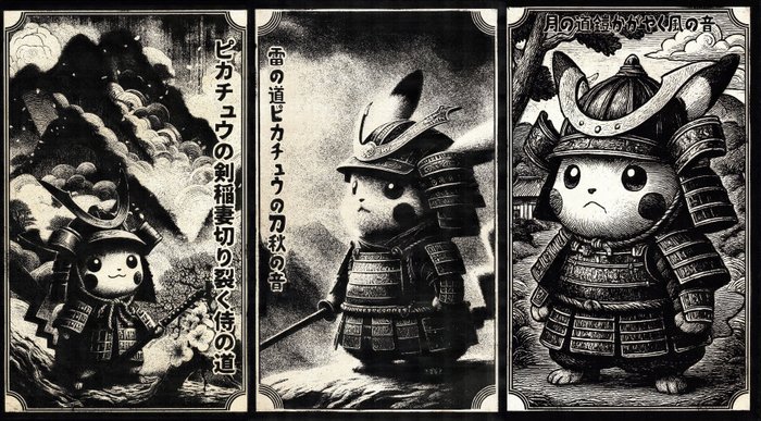 Æ (XX-XXI) - Samurai Pikachu (2026) – Rare Triptych | Pokémon Series by ...