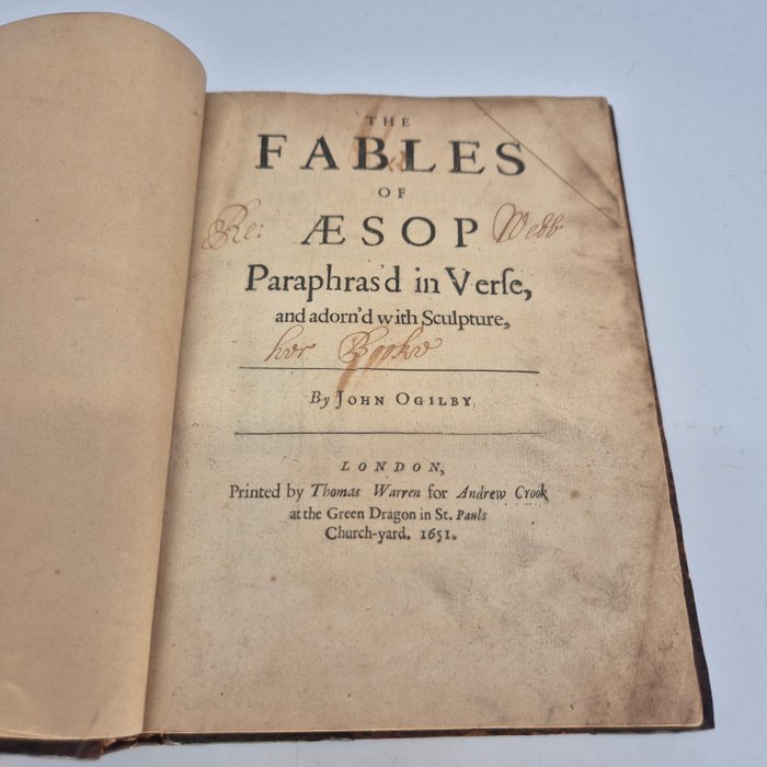John Ogilby - The Fables of Æsop Paraphras'd in Verse... | Barnebys