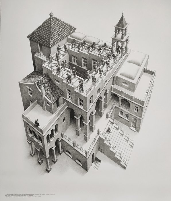 M.C. Escher (1898-1972), after - Ascending and Descending | Barnebys