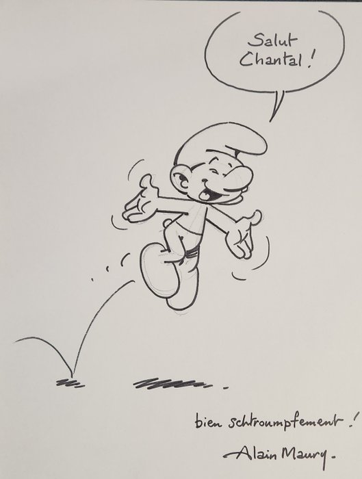 Alain Maury - 1 Original drawing - Les Schtroumpfs | Barnebys