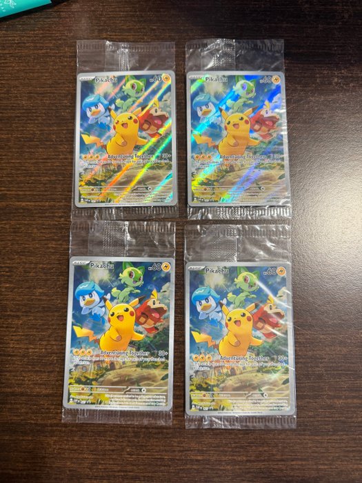 Pokémon - 4 Card - Pikachu 027 Promo card, Foil, Full art - Scarlet ...
