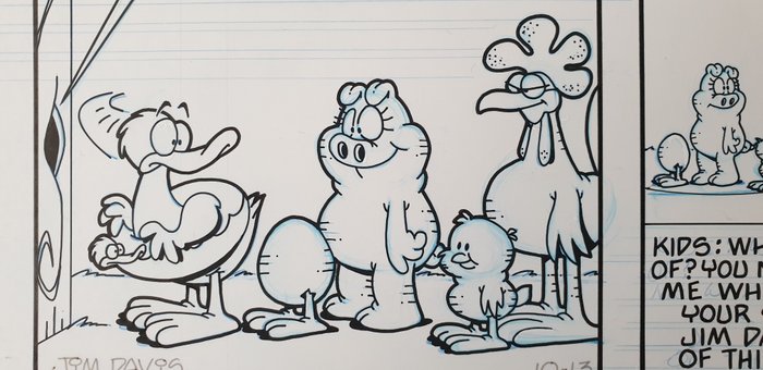 Jim Davis - 2 Original comic strip art - U.S. Acres - 1986 | Barnebys