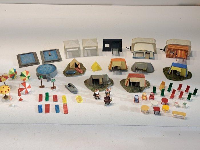 Faller, Preiser H0 - Model train scenery (60) - Camping with tents ...