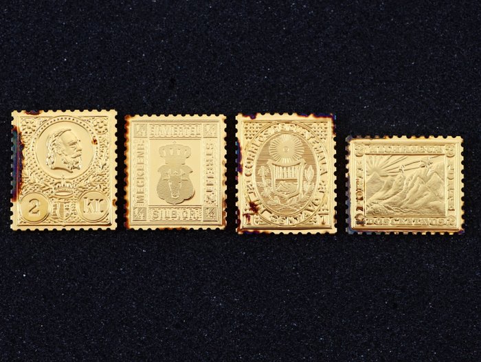 World - Official Gold on Silver Proofs 24K - First Stamps of the World ...
