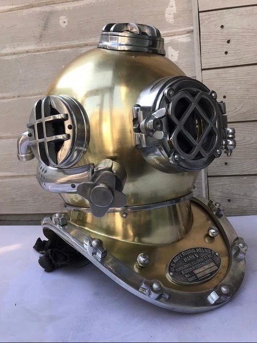 Diving helmet - XXL deluxe U.S. "Mark V" Deep Sea Divers-helm - Brass ...