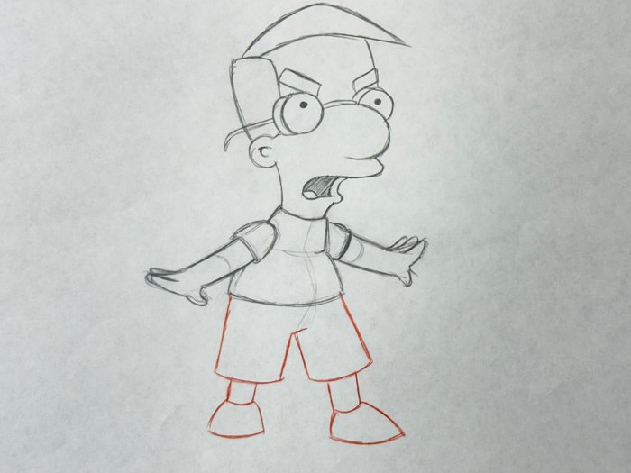 The Simpsons - 1 Original Animation Drawing of Milhouse Van Houten ...
