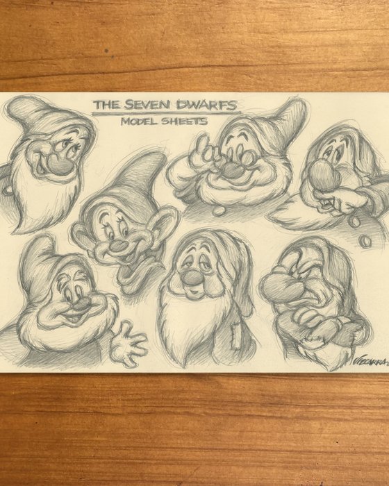 Joan Vizcarra Original Pencil - “The Seven Dwarfs” Model Sheet – Hand ...