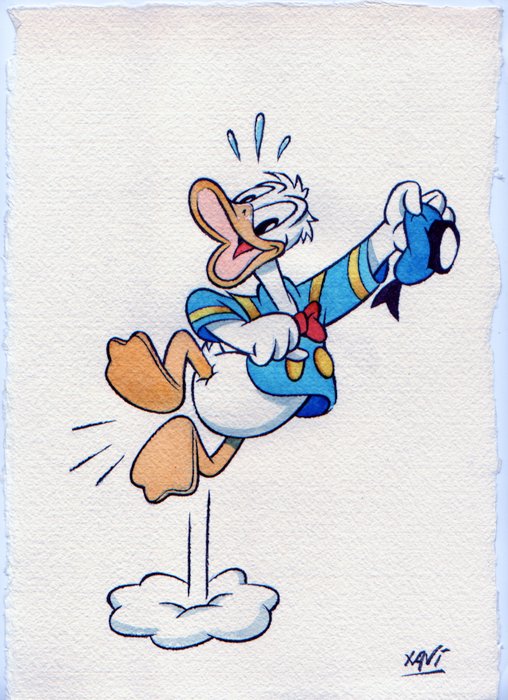 Donald Duck - Happy Donald - 1 original Disney art - 2025 | Barnebys