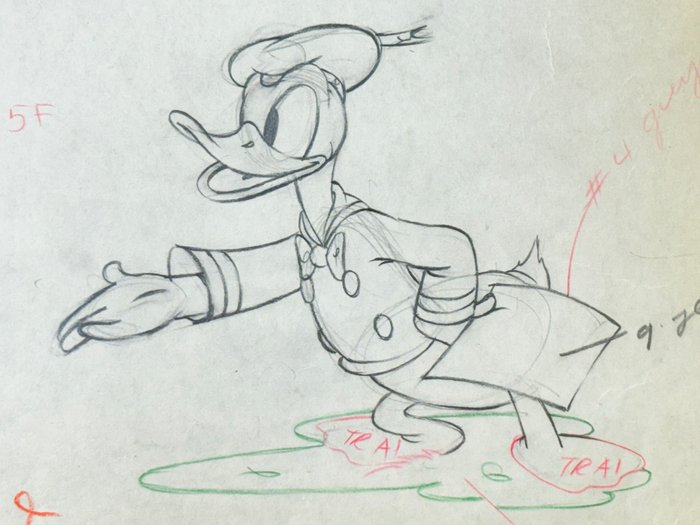 Walt Disney - Donald Duck Production Drawing (1939) - Donald's Cousin ...