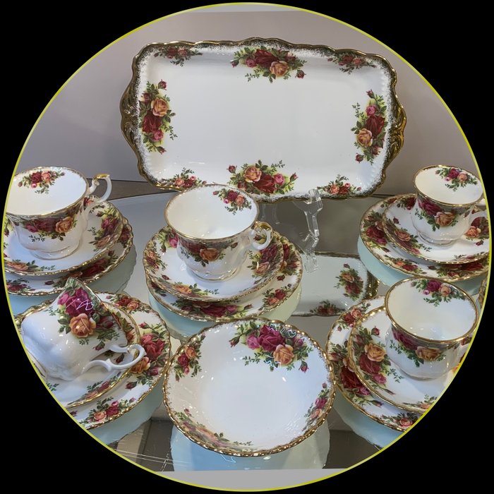 Royal Albert - Pastry/cake set (20) - Old country roses - Porcelain ...