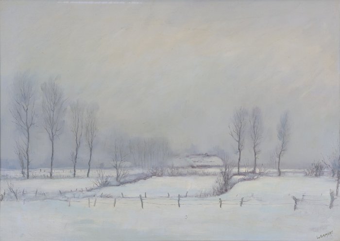 Leo van Gemert (1912–1989) - Sneeuwlandschap met boerderij | Barnebys