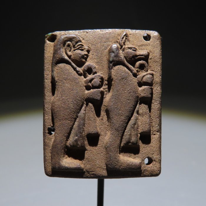 Ancient Egyptian Faience Amulet with the image of the Gods Daumutef and ...