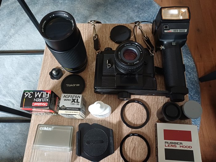 Nikon EM + series E 50mm f1.8 + 80-200mm +acc. Single lens reflex ...