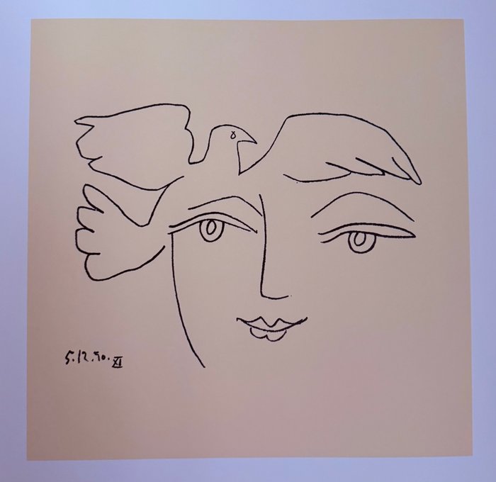 Pablo Picasso - “The Face of Peace XI, 1950”. Gedateerd in de plaat ...