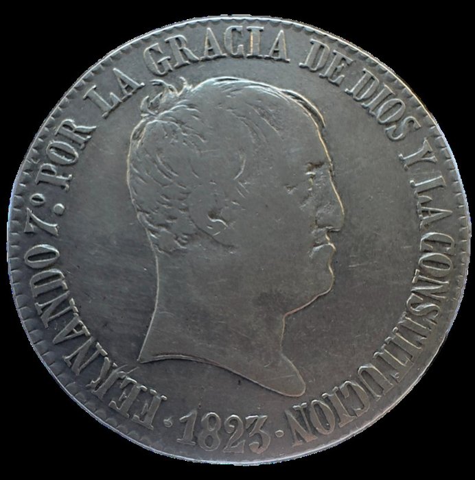 Spain. Fernando VII. 20 Reales 1823 Barcelona SP | Barnebys