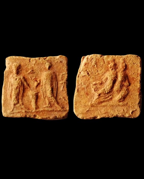 Greco-Roman Palmyrene - symbols - tesserae (rare) in relief on each ...