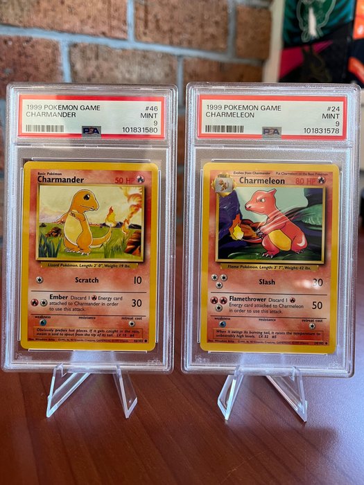 Pokémon Graded card - CHARMANDER & CHARMELEON BASE SET # ...