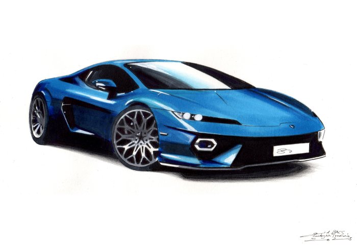 Original drawing - Lamborghini - Lamborghini Temerario - Baes gerald ...