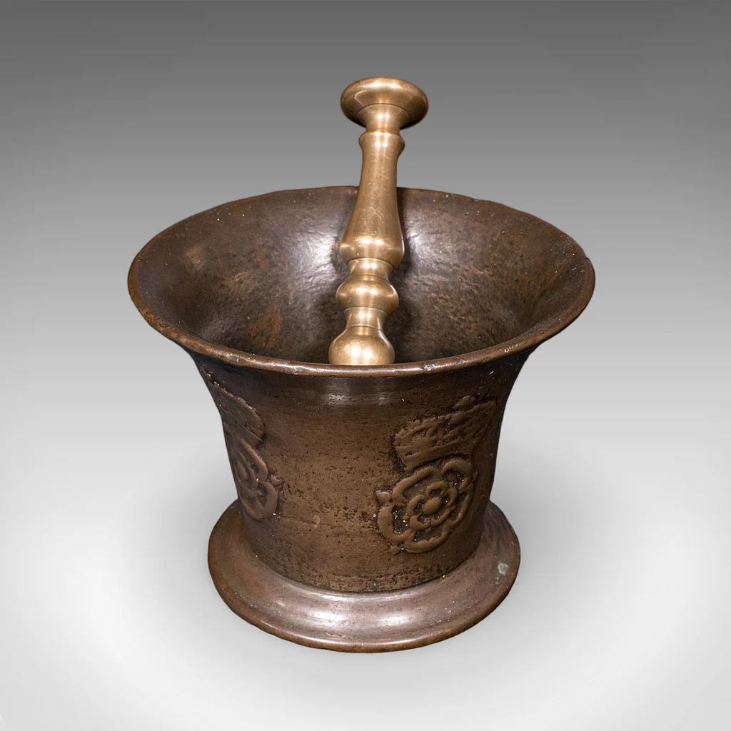 Antique Apothecary Mortar & Pestle, English, Bronze, Kitchen, Chemist ...