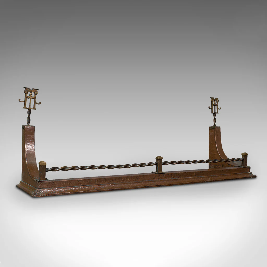 Antique Arts & Crafts Fire Fender, Scottish, Copper, Fireside Kerb ...