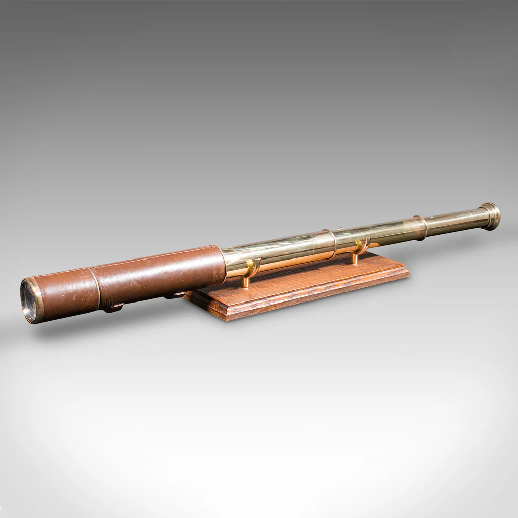 Antique 3 Draw Telescope, English, Leather, Broadhurst Clarkson & Co ...