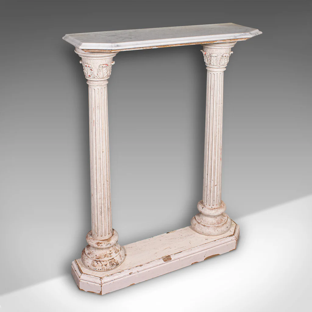 Antique Corinthian Console Table, English Pine, Marble, Hallway Stand ...
