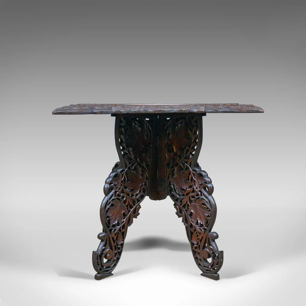 Anglo-Indian Antique Campaign Table, Carved, Teak, Side, Circa 1900 ...
